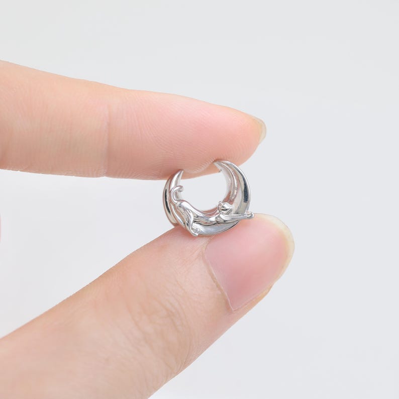 Dainty Hollow Cat Ear Tunnels Ear Gauges 0G in Sterling Silver by ...