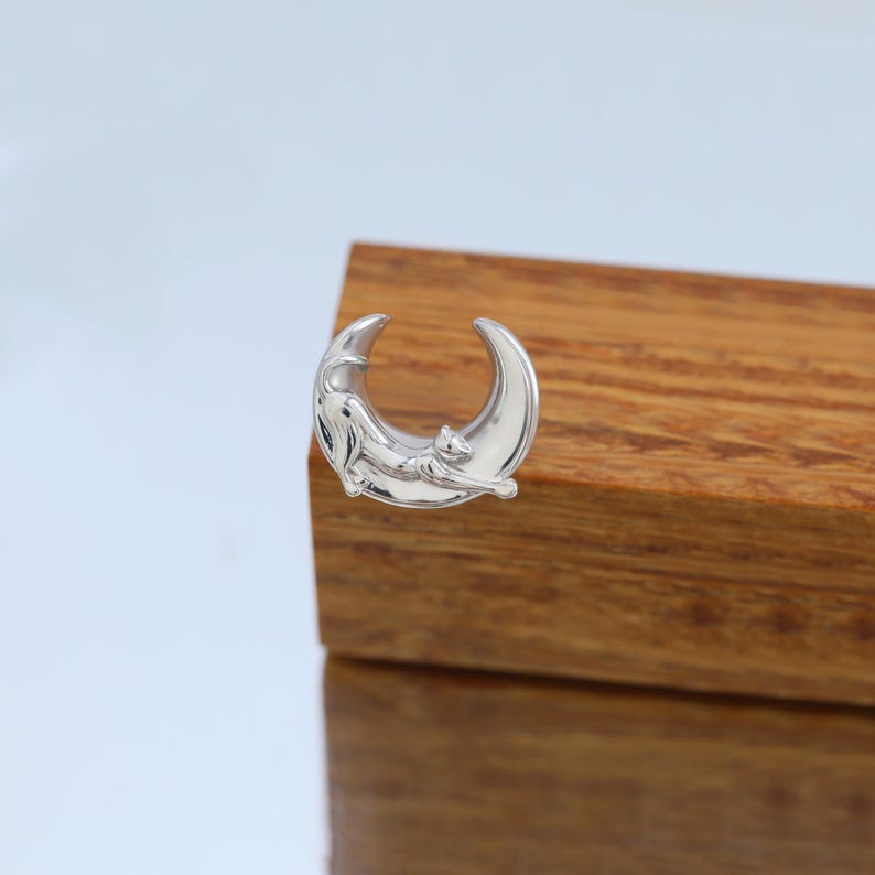 Dainty Hollow Cat Ear Tunnels Ear Gauges 0G in Sterling Silver by ...