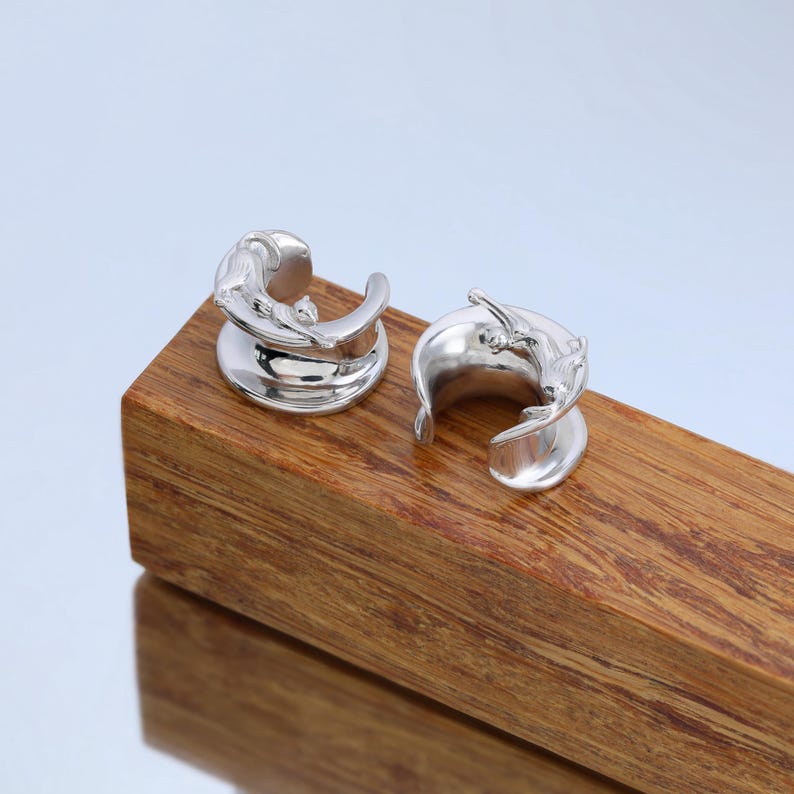 Dainty Hollow Cat Ear Tunnels Ear Gauges 0G in Sterling Silver by ...