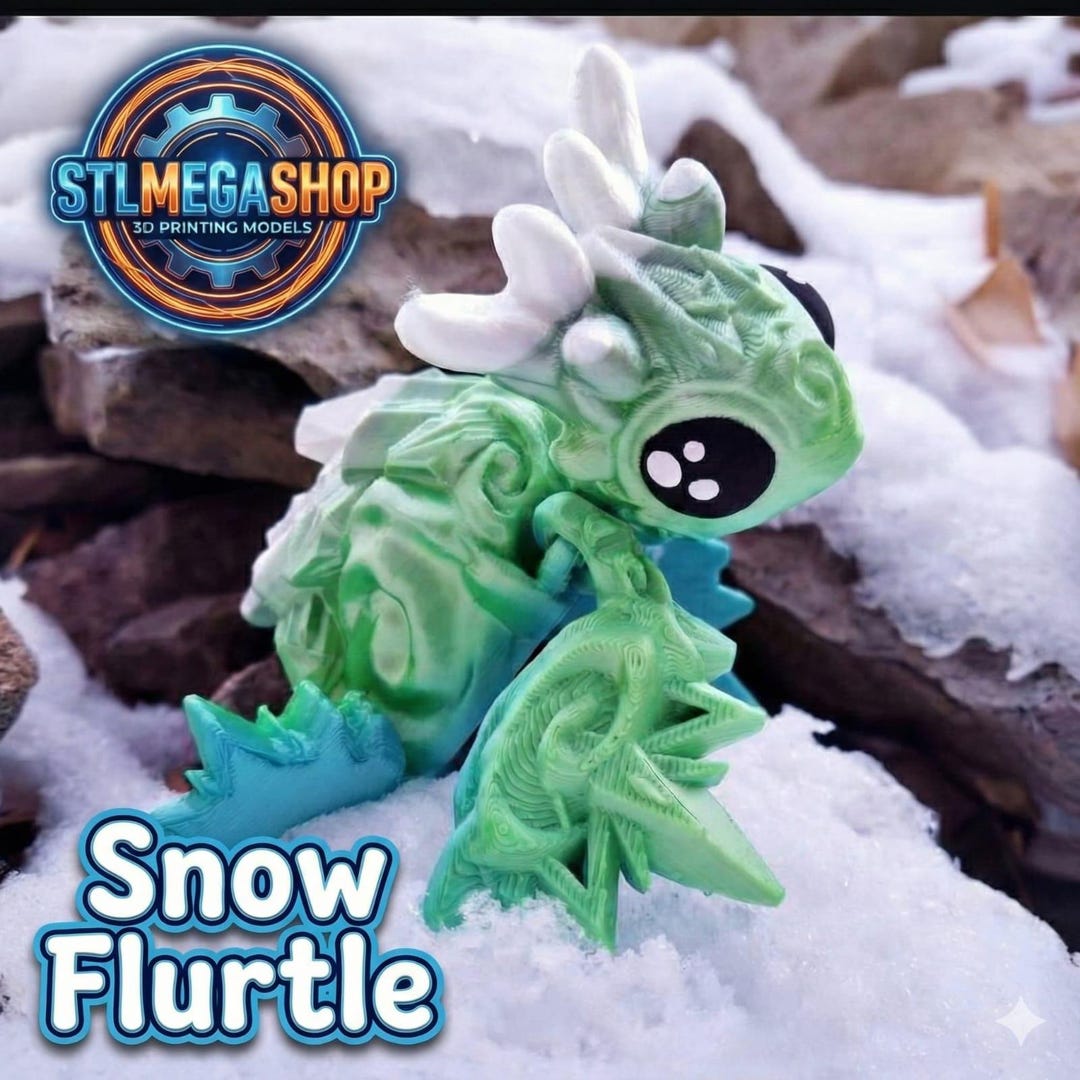 Snow Flurtle Turtle Stl, Articulated Dragon, Wiggle Pet, STLMEGASHOP - Etsy