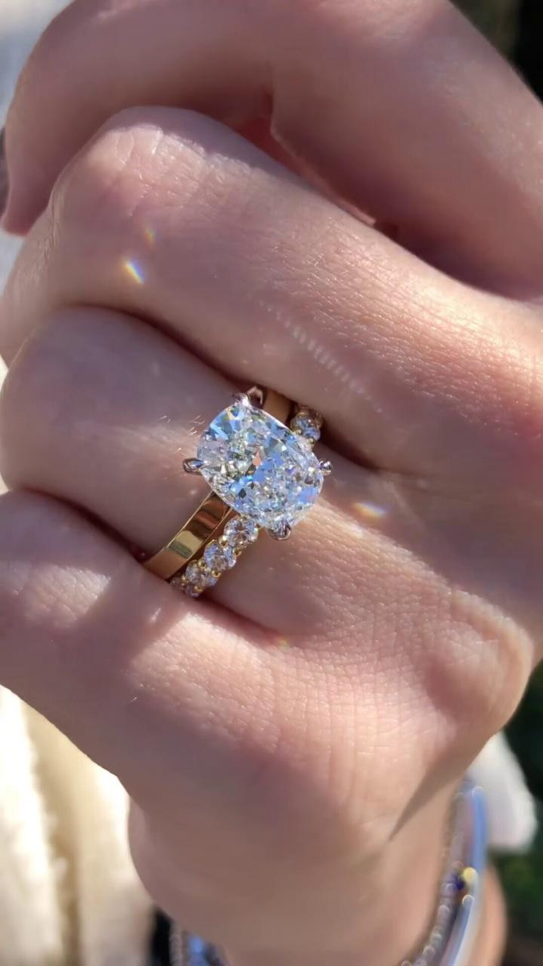 3 CT Elongated Cushion Engagement Ring With Eternity Diamond Band ...