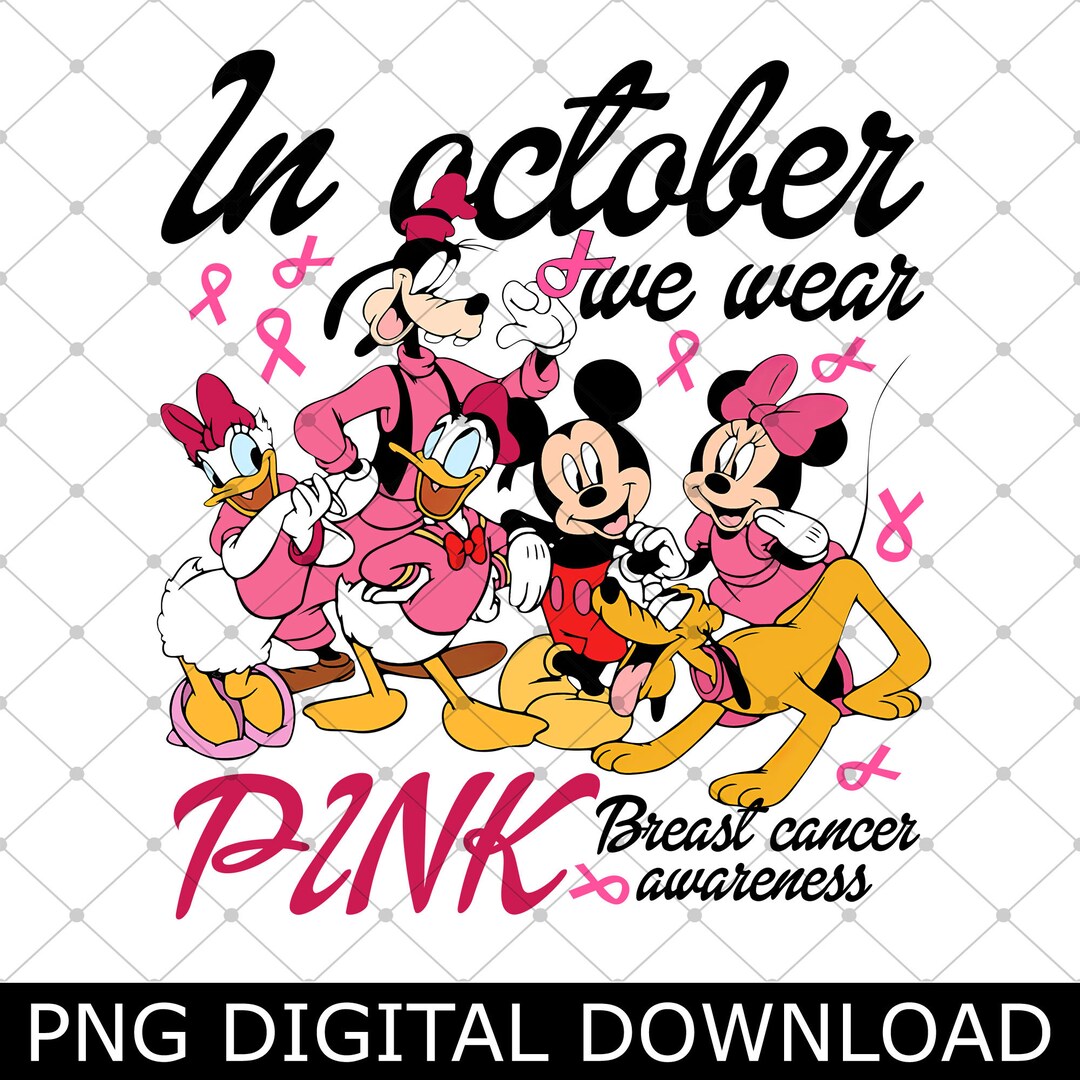 Mickey y sus amigos Cáncer de mama 2023 Png, En octubre usamos rosa ...