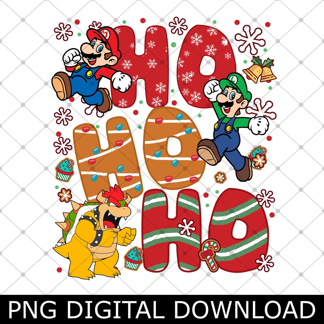 Mario Ho Ho Ho Christmas Png, Super Mario Christmas Png, Mario Xmas Png ...