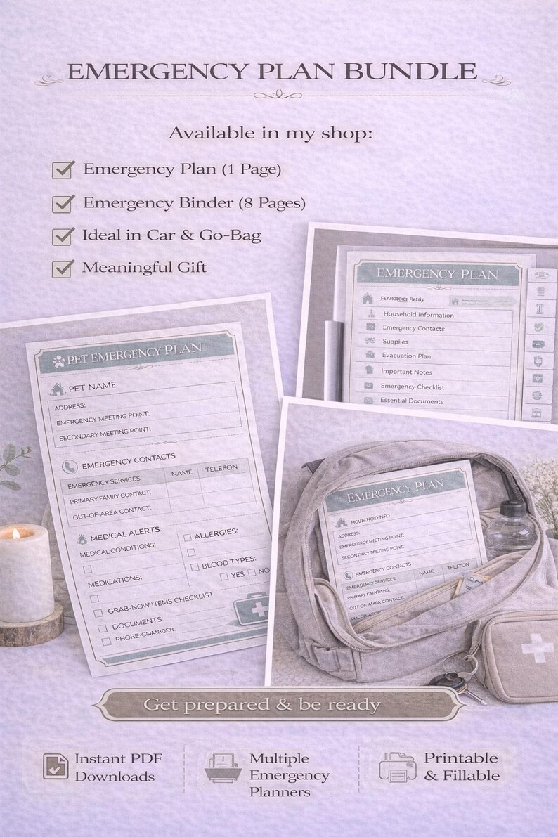 Emergency Plan Printable – One Page Home Emergency & Evacuation Plan ...