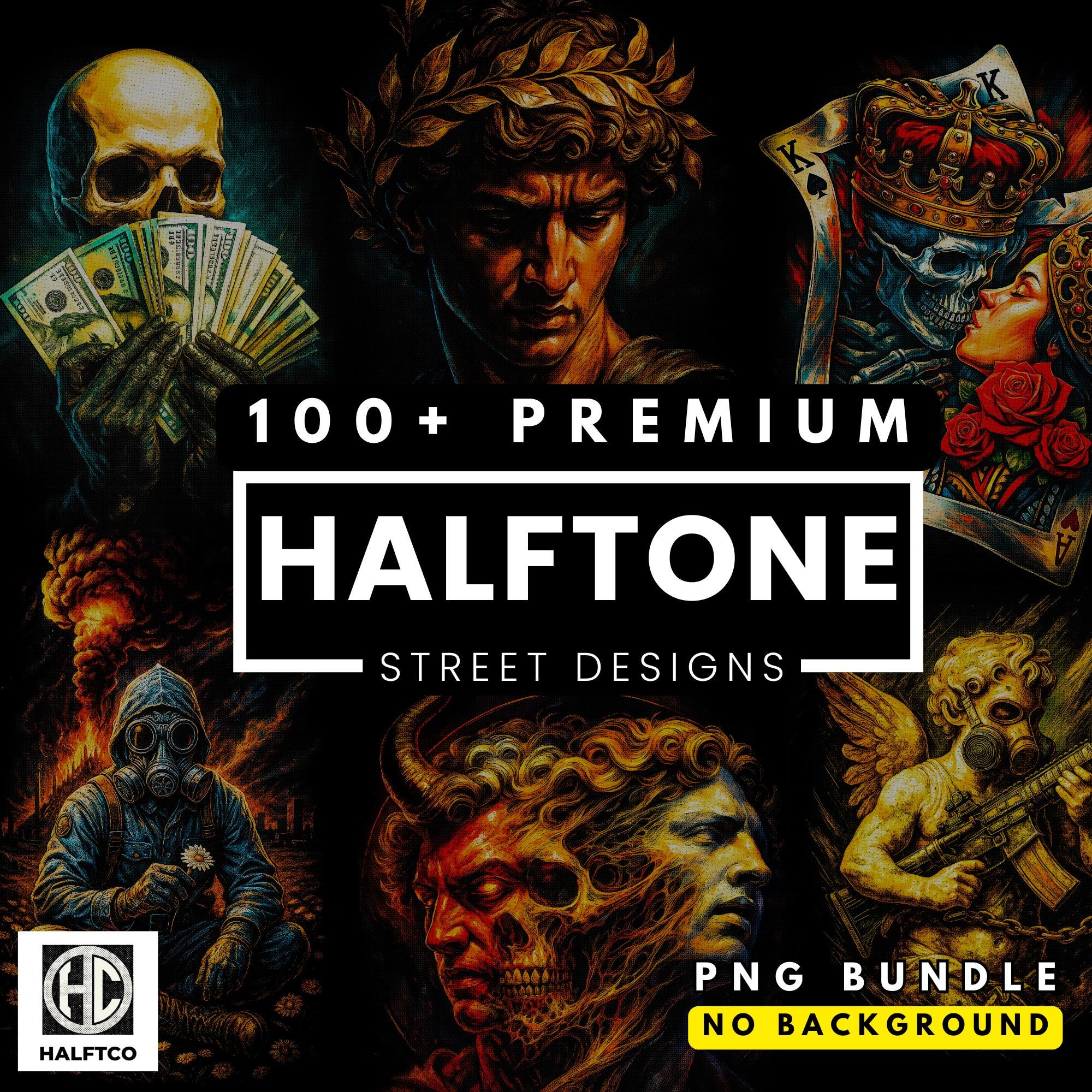 100+ Premium Halftone Street Designs Bundle for DTF DTG Printing ...