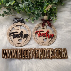 Laser Cut and Engraved Teacher Ornament Gift Tag Christmas Tree ...