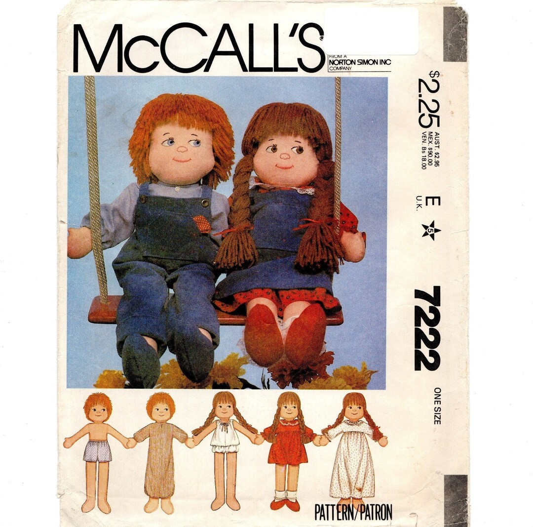 22 Dolls W/ Yarn Hair, Embroidered Faces & Clothing, Pre-cut Sewing ...