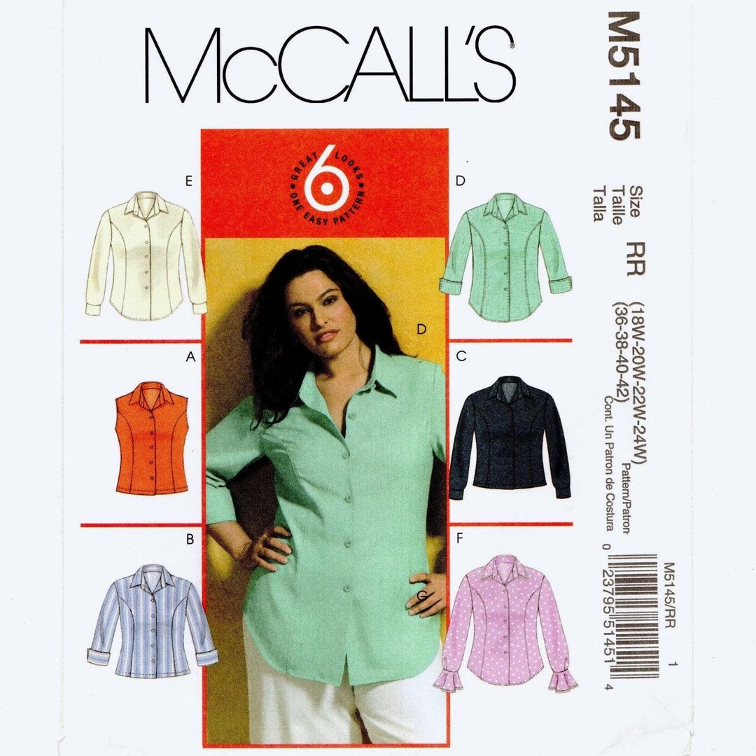 Plus Size 18-24W Princess Seam Blouses, Sleeve & Hemline Options, Uncut ...