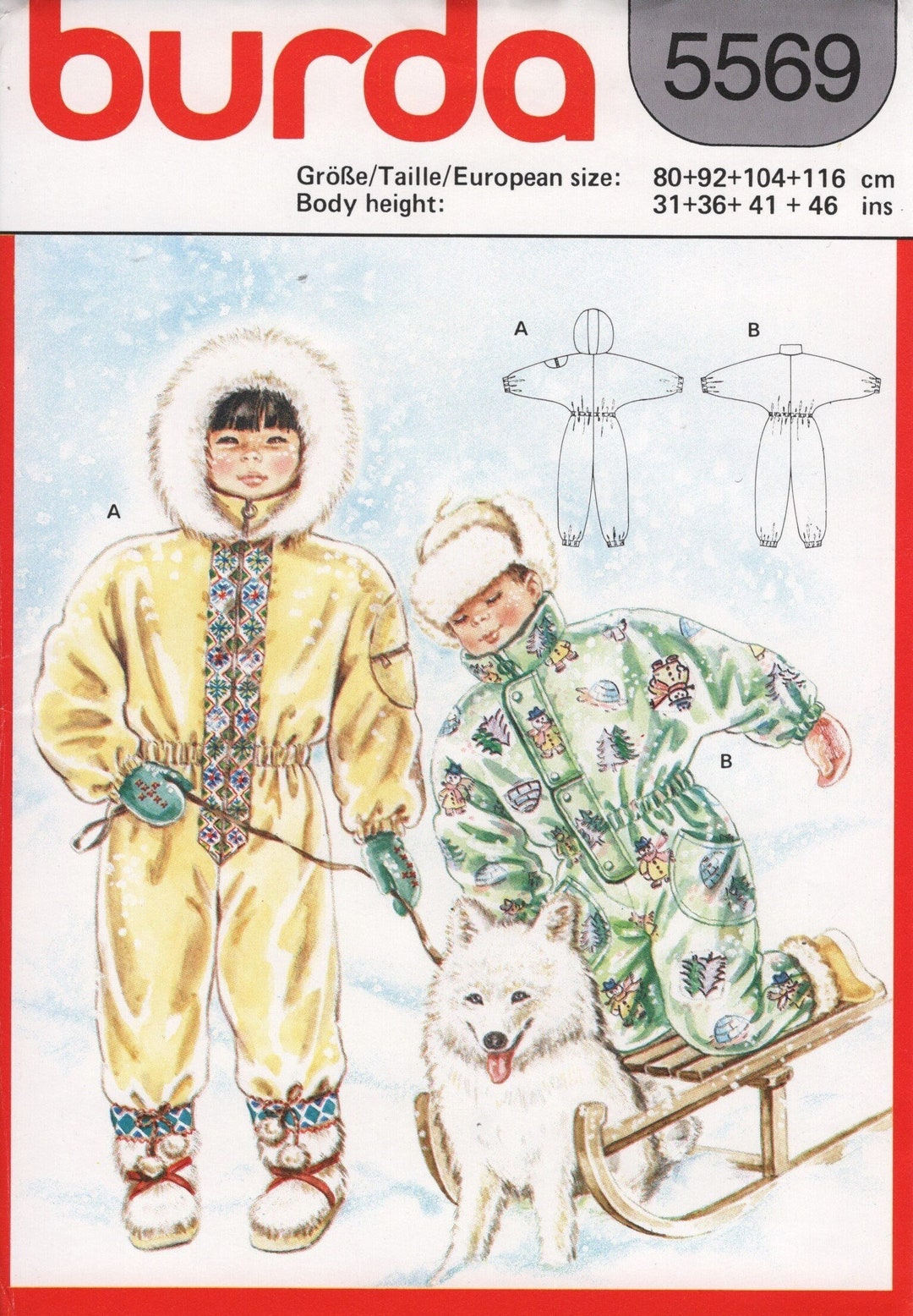 Size 1-6 Childrens Snow Suits W/ Zipper or Snaps, Fully Lined, Uncut ...