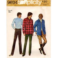 1980s Men's Western Shirt Sewing Pattern: Simplicity 9886, Size 44 ...