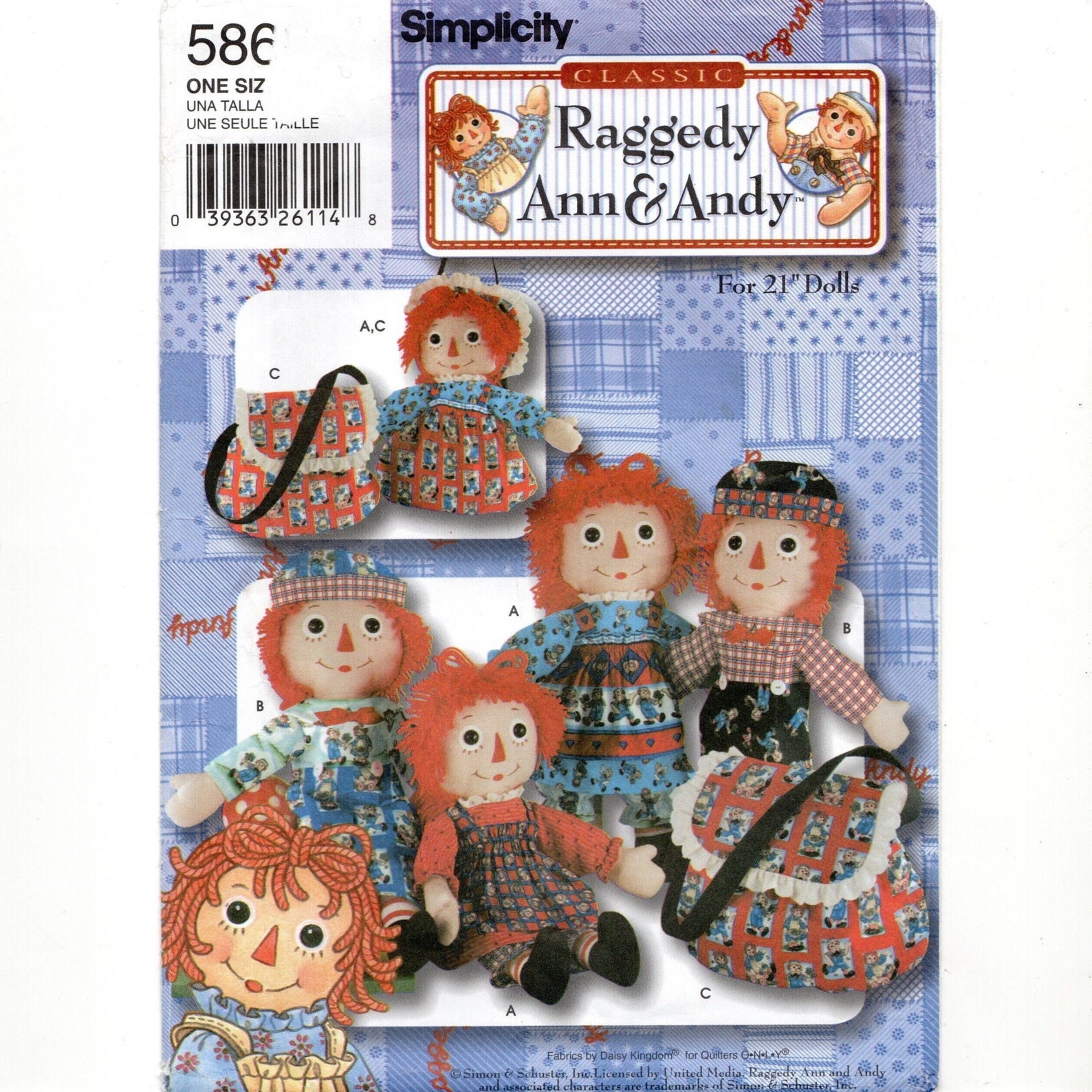 21" Raggedy Ann & Raggedy Andy Stuffed Dolls With Clothing, Uncut ...