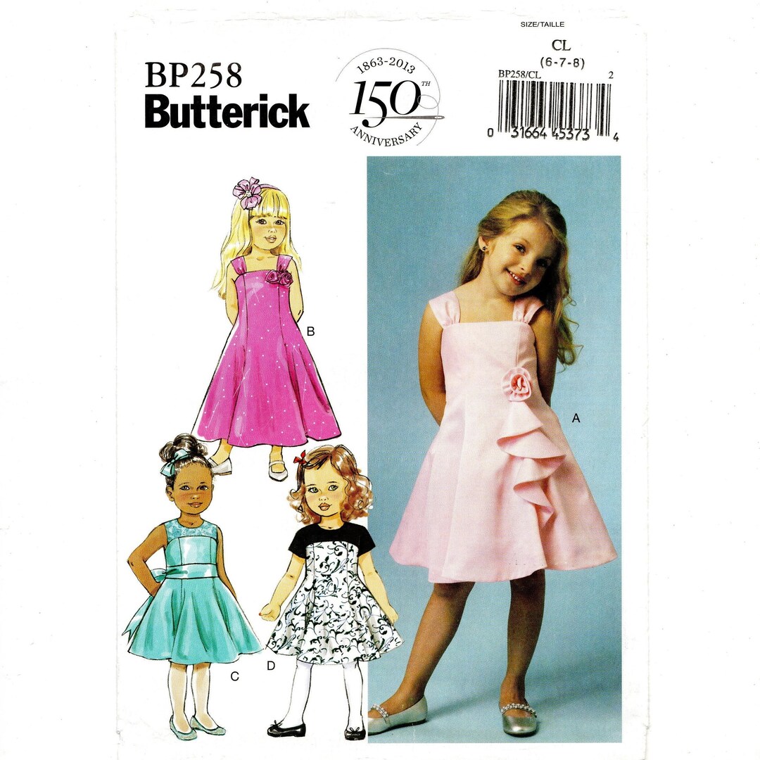Size 6-7-8 Girls Lined Dress W/ Princess Seams, Petticoat, Sleeve ...