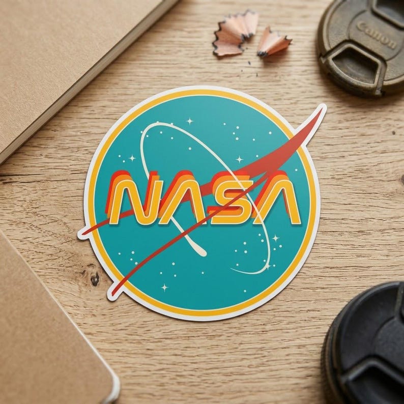 NASA Retro Sticker, Vintage Space Logo Decal, Waterproof Vinyl, Laptop ...
