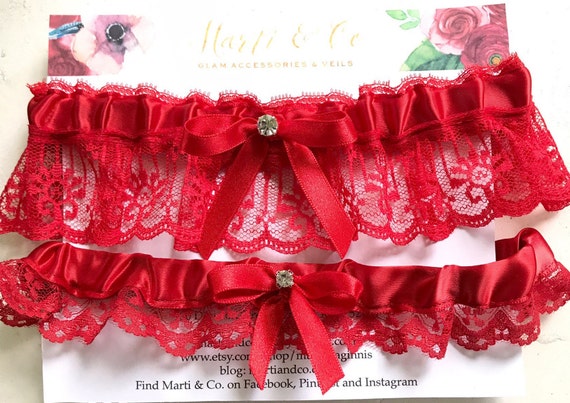 Garter Set for Wedding Red Lace Garter Set for Wedding - Etsy