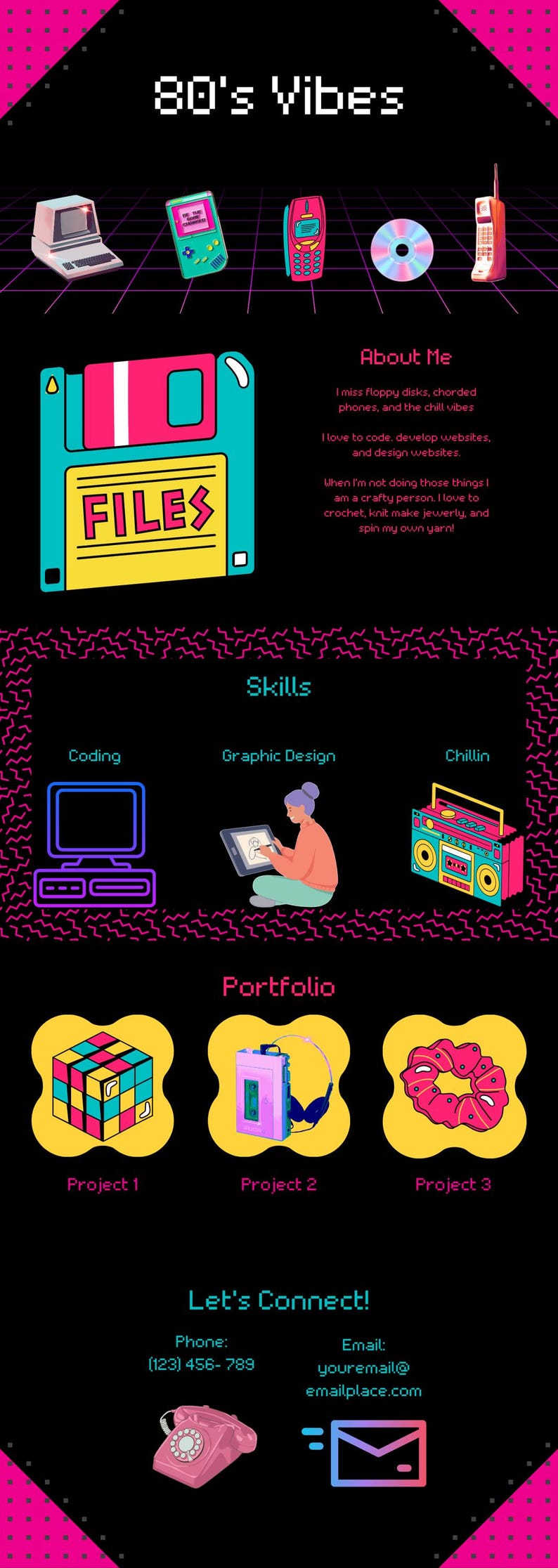 Retro 80's Themed Canva Website Template - Etsy