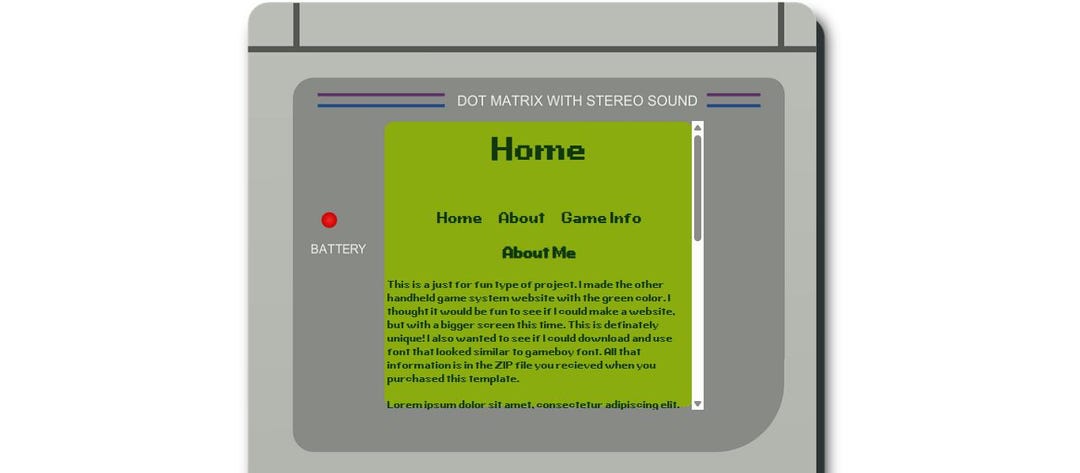 Retro Original Game Handheld System Three Page Website Template - Etsy