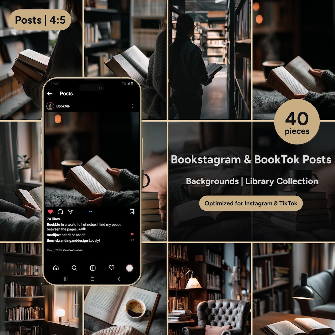Bookstagram & Booktok Posts Backgrounds | 40 Faceless Library ...