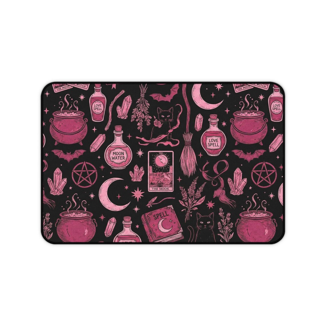 Pink Witchcraft Pattern Desk Mat | Witchy Altar Magic Moon Cauldron - Etsy
