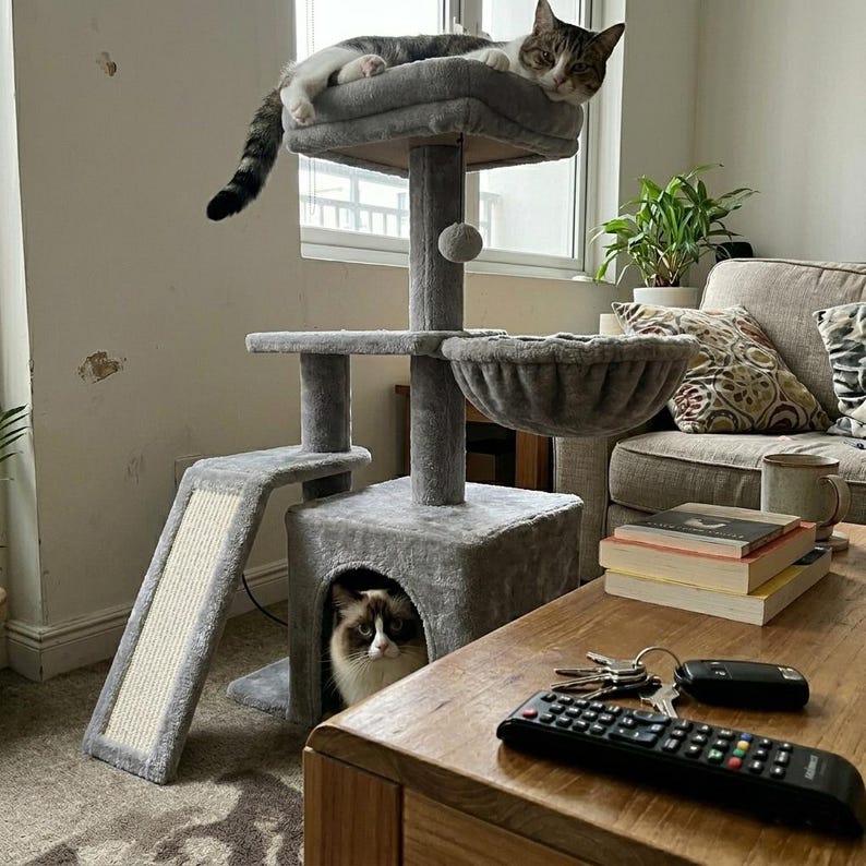 Cat Tree With Ramp | Easy Climb Indoor Tower - Etsy