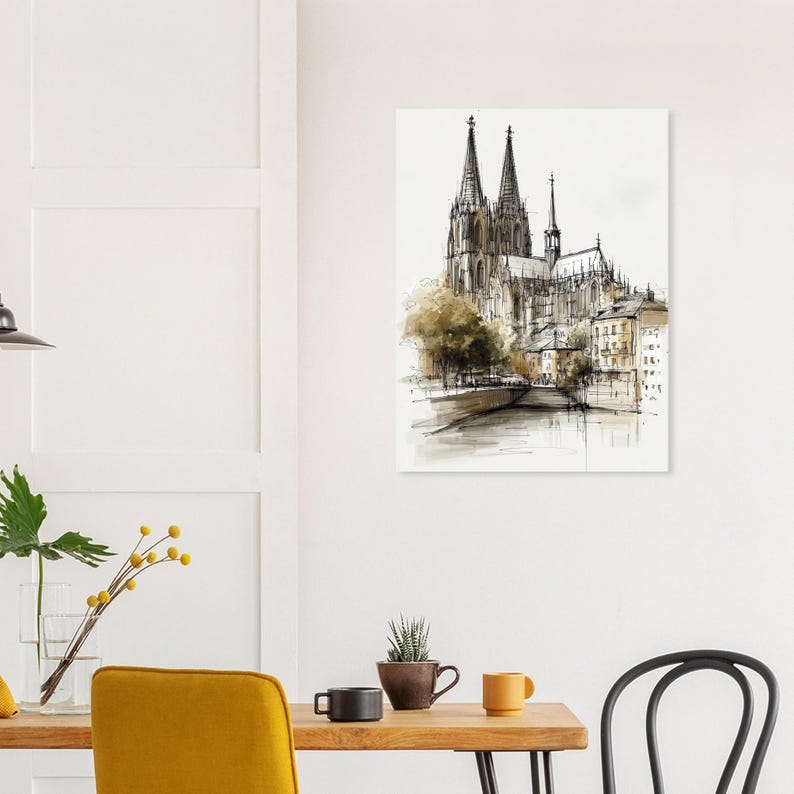 Cologne Cathedral | Matte Poster | Sketch Style | Living Room Decor ...