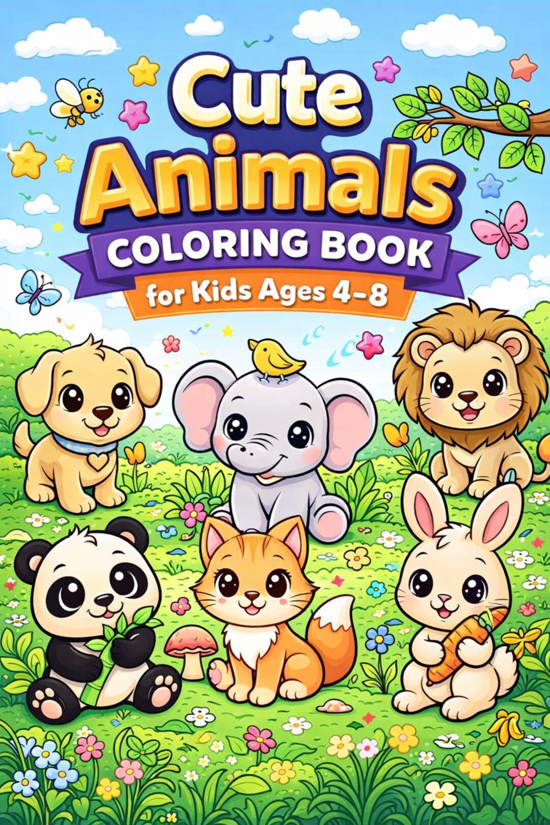 30 Cute Animals Coloring Book for Kids Ages 4-8, Digital Download ...