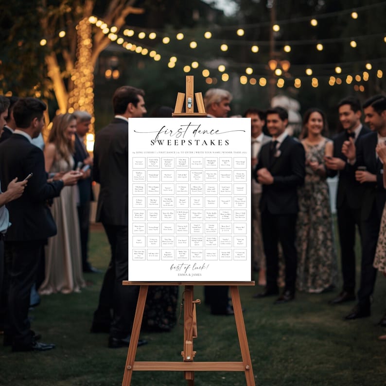 Wedding First Dance Sweepstake Game, First Dance Song Guess Game ...