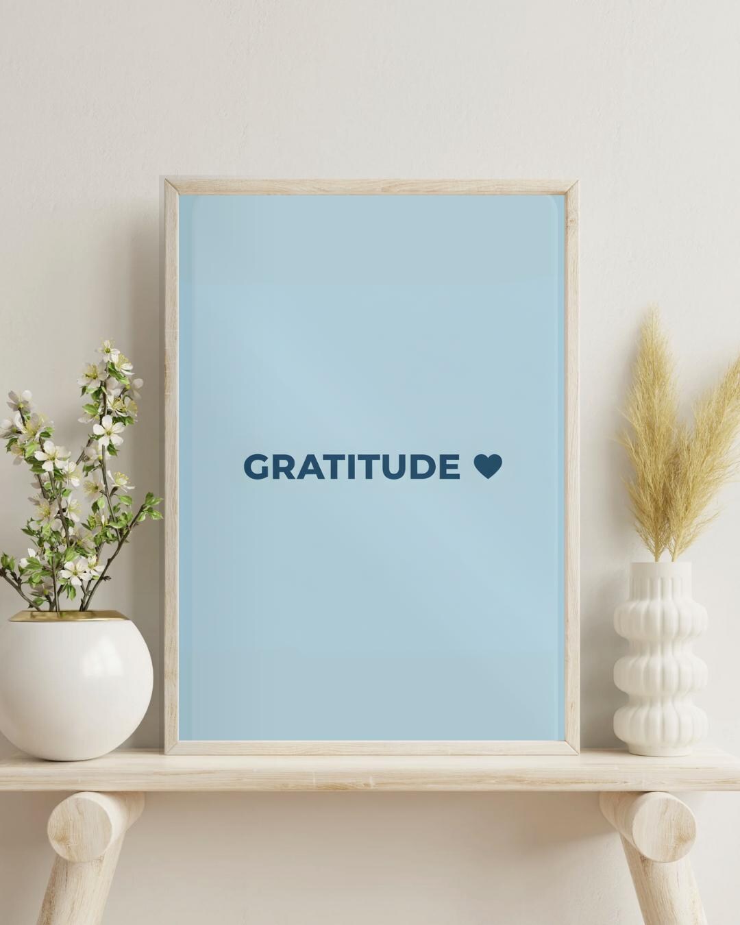 Simple Blue Gratitude Poster - Digital Portrait Print - Etsy