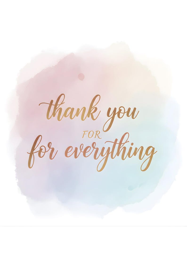 Watercolour Inspired Thankful Gratitude Poster - Digital Portrait Print ...