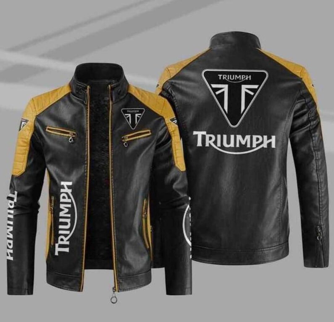 Triumph Leather Motorcycle Jacket Genuine Cowhide Leather Biker Racing ...