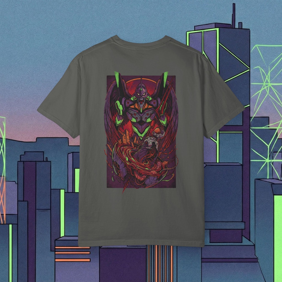 Mecha Genesis Anime T-shirt, Dark Psychological Anime Streetwear, Retro ...