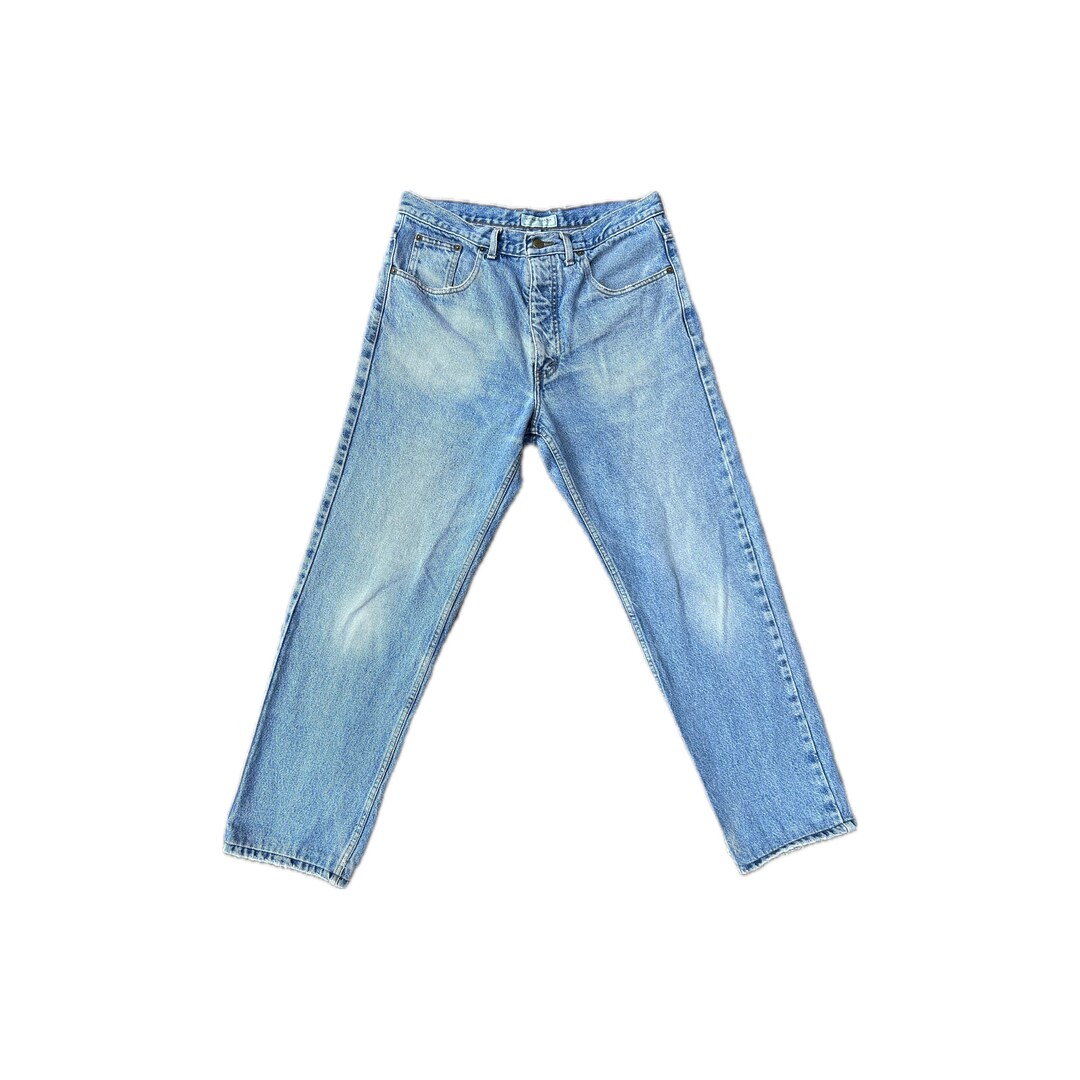 Vintage GUESS 80s Jeans High Rise Waist Green Triangle Logo Plus Size W ...