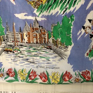 Vintage DUTCH SOUVENIR SCARF Silk Hand Rolled 1960s Tourist Large ...