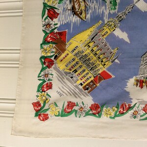 Vintage DUTCH SOUVENIR SCARF Silk Hand Rolled 1960s Tourist Large ...