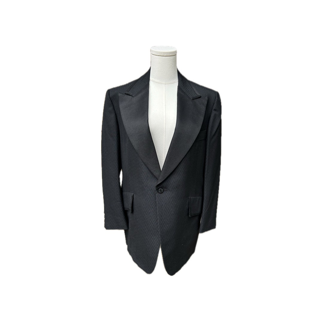 Vintage Tuxedo Jacket Black 70s Bespoke Summer Lightweight Linen Blend ...
