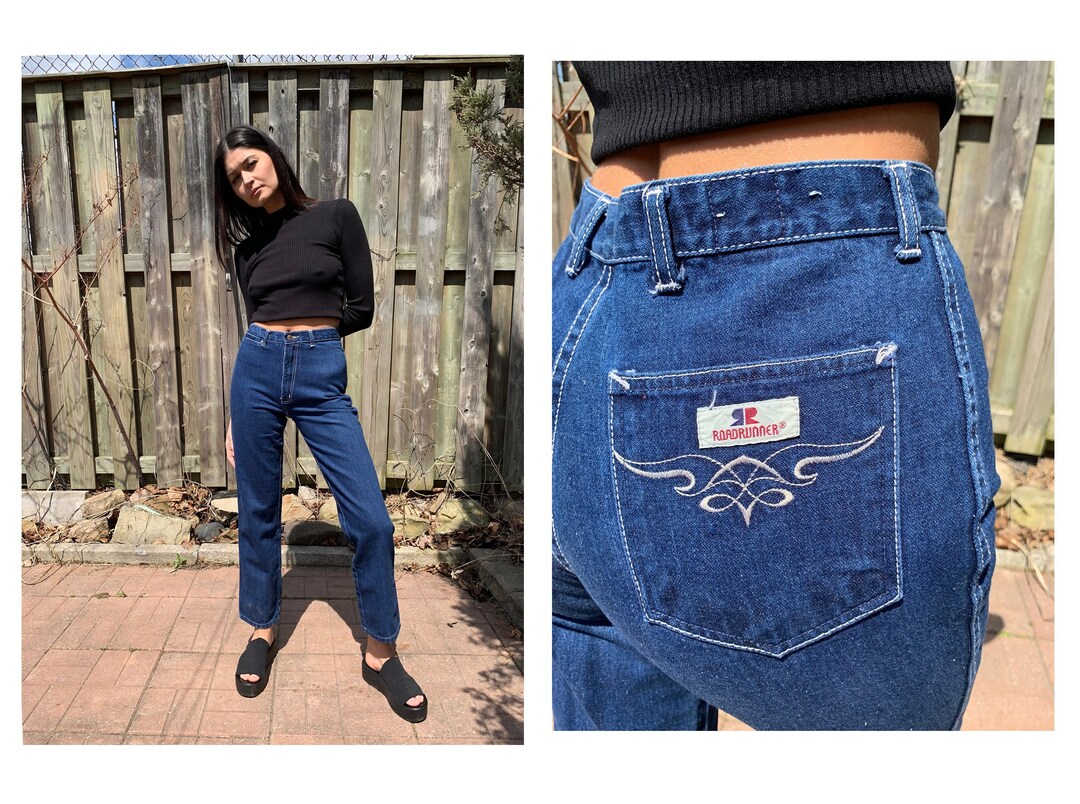Vintage 1980s Roadrunner High Waisted Jeans High Rise Straight Leg Dark ...