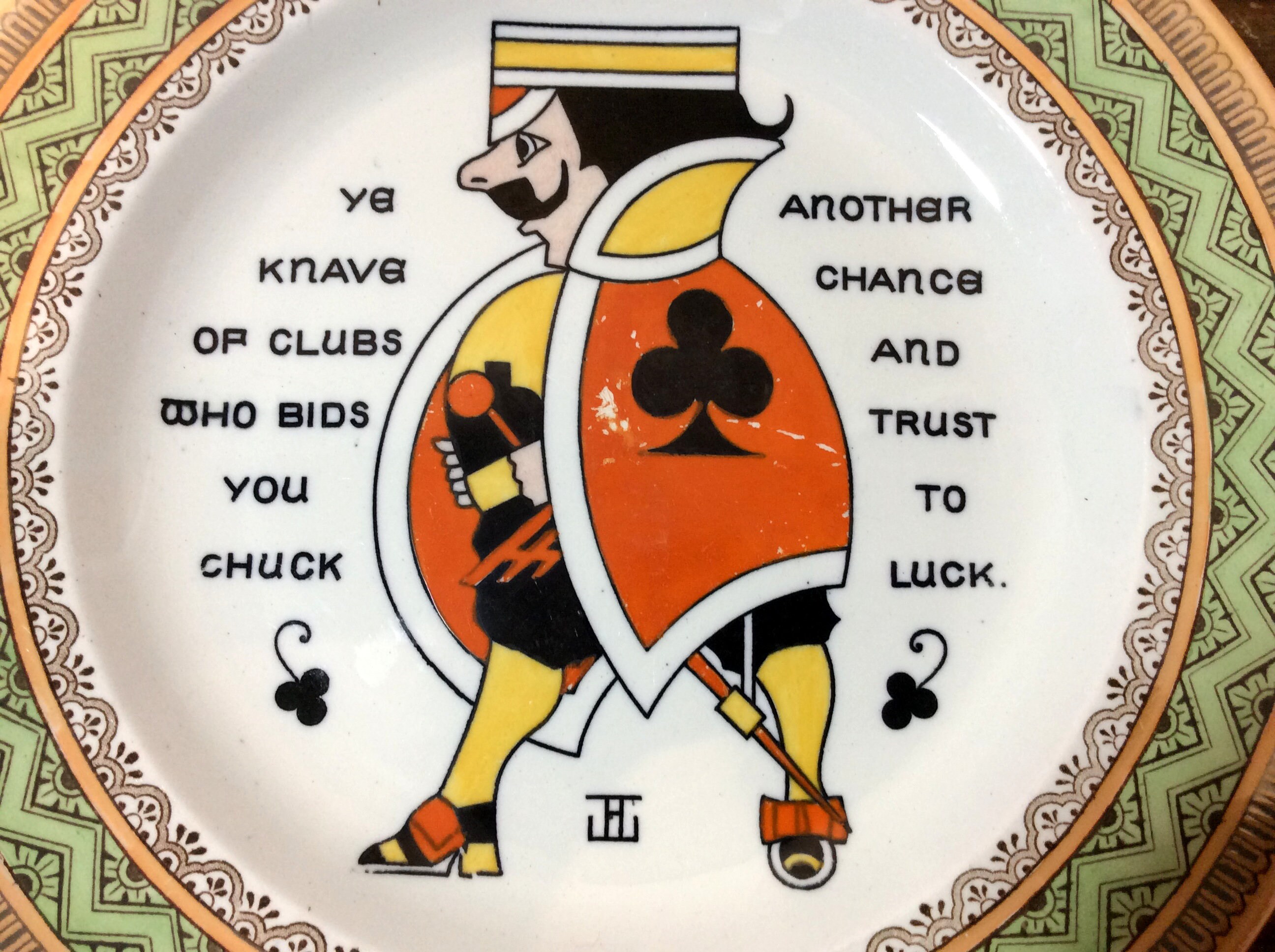 Antique Wedgwood Ceramic Plate Knave of Clubs Playing Card Collectible ...