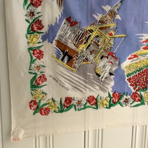 Vintage DUTCH SOUVENIR SCARF Silk Hand Rolled 1960s Tourist Large ...