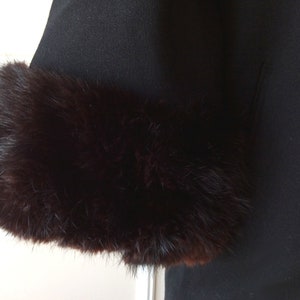 Vintage 1950s Black Jacket Wool and Mink Fur Trimmed / Funky Formal / L ...