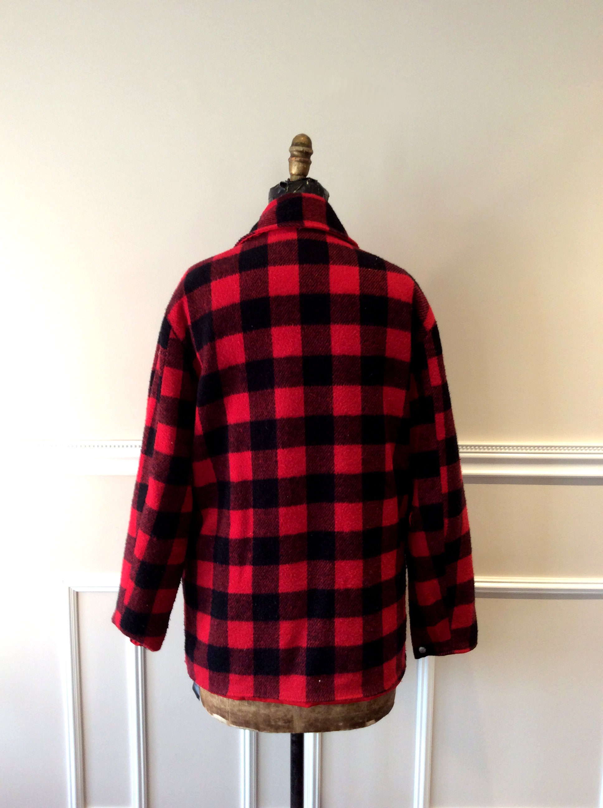 Vintage Plaid Hunting Jacket Lumberjack Black and Red Wool - Etsy