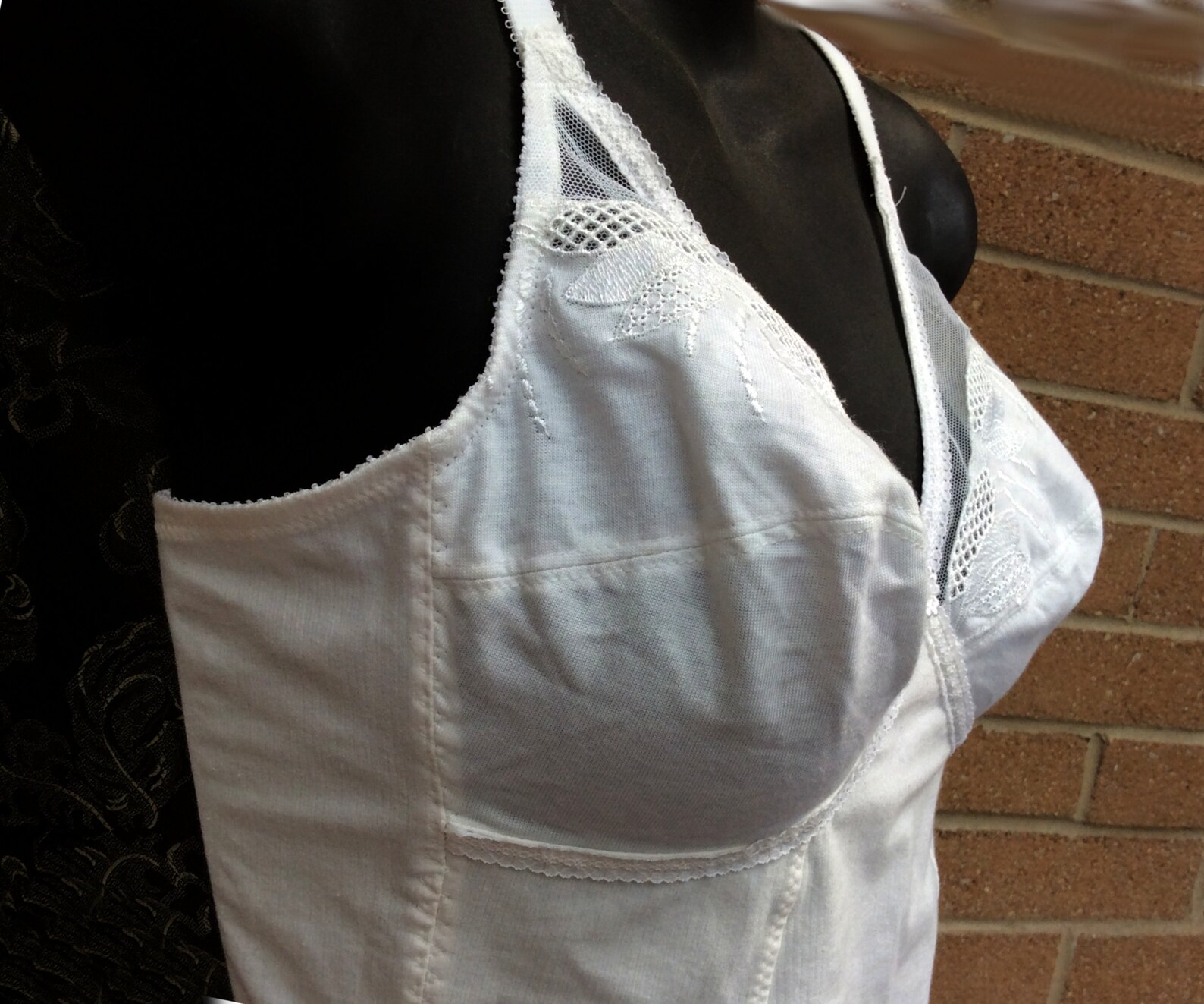 Vintage Playtex Corselette Girdle Bodysuit 34B Corset White Cotton 80s ...