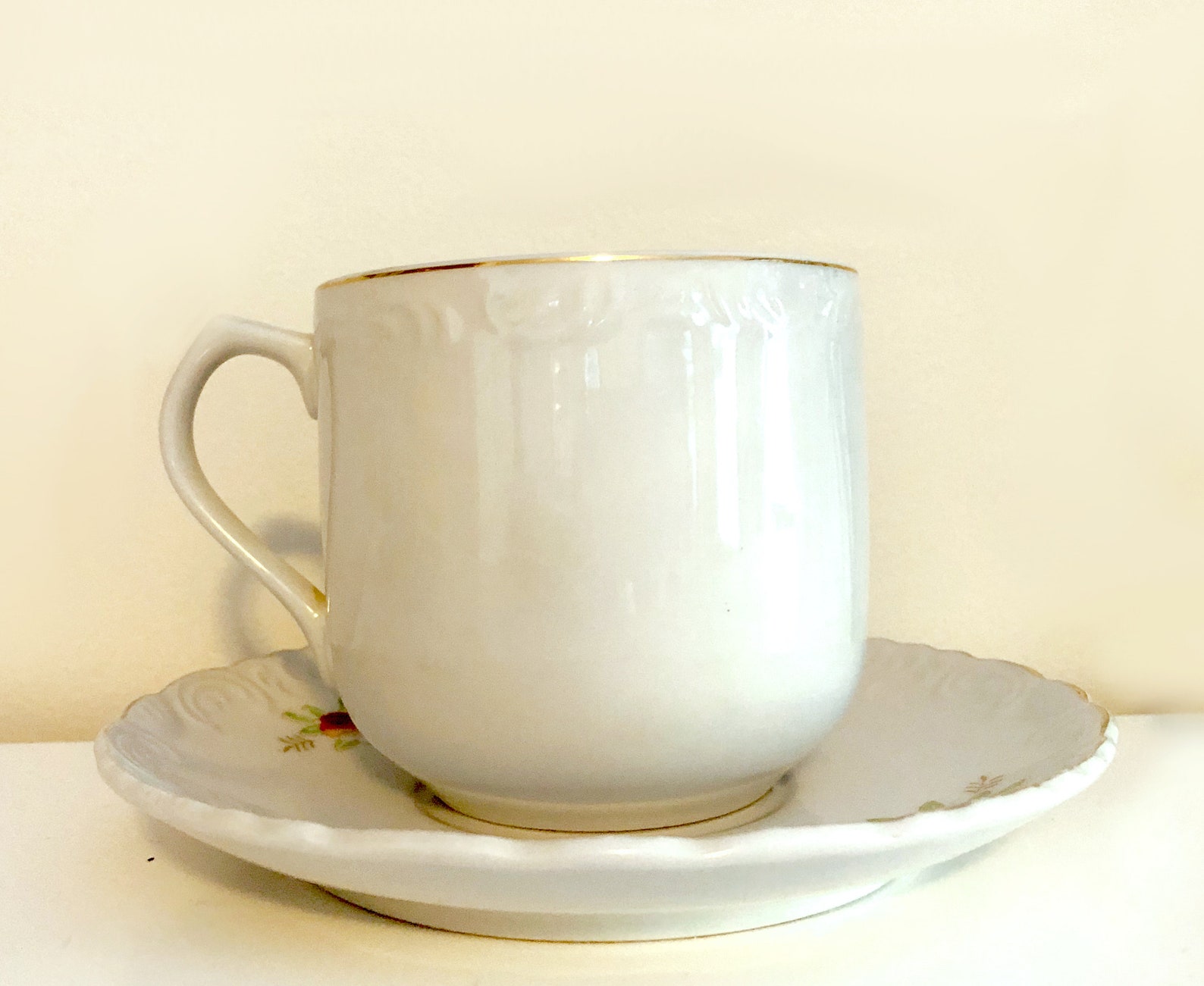 Vintage Mother Oversized Tea Cup and Saucer White and Gold | Etsy