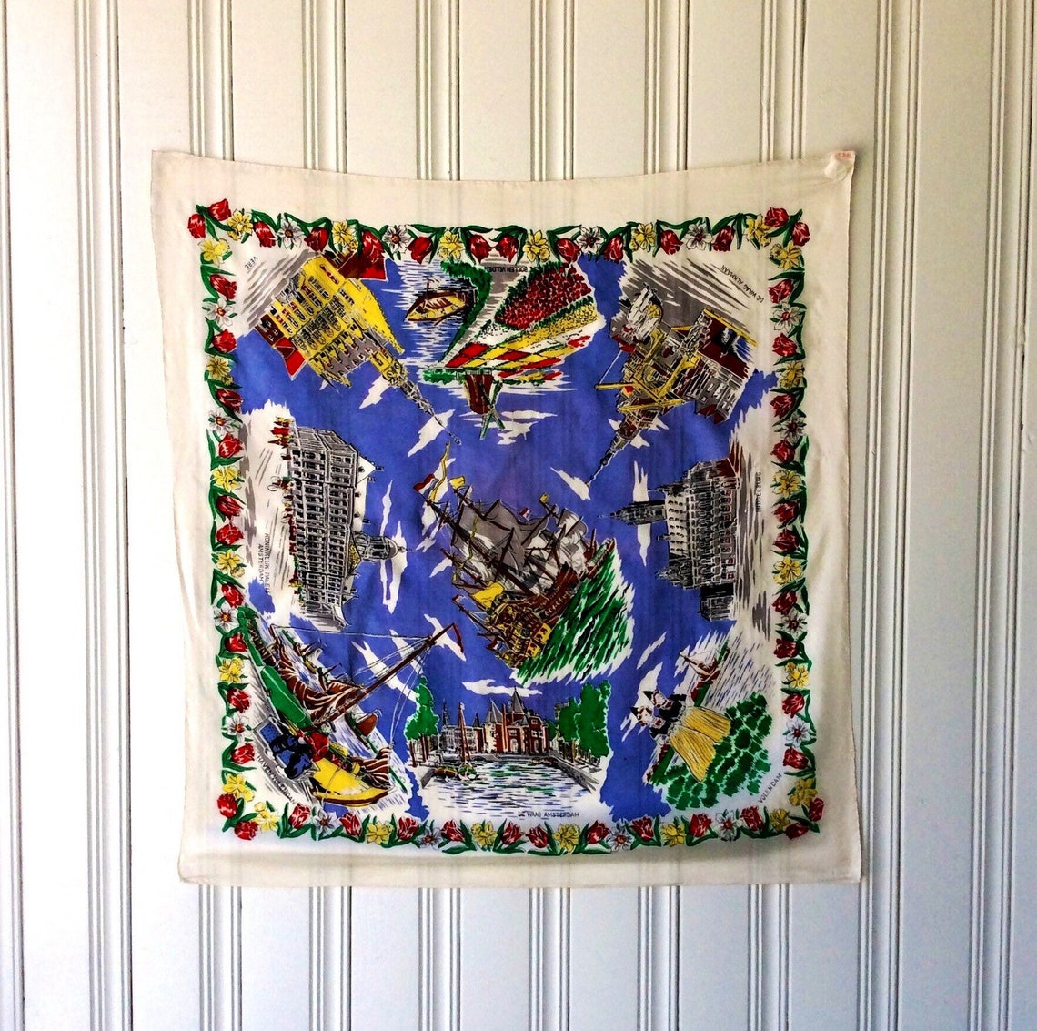 Vintage DUTCH SOUVENIR SCARF Silk Hand Rolled 1960s Tourist - Etsy