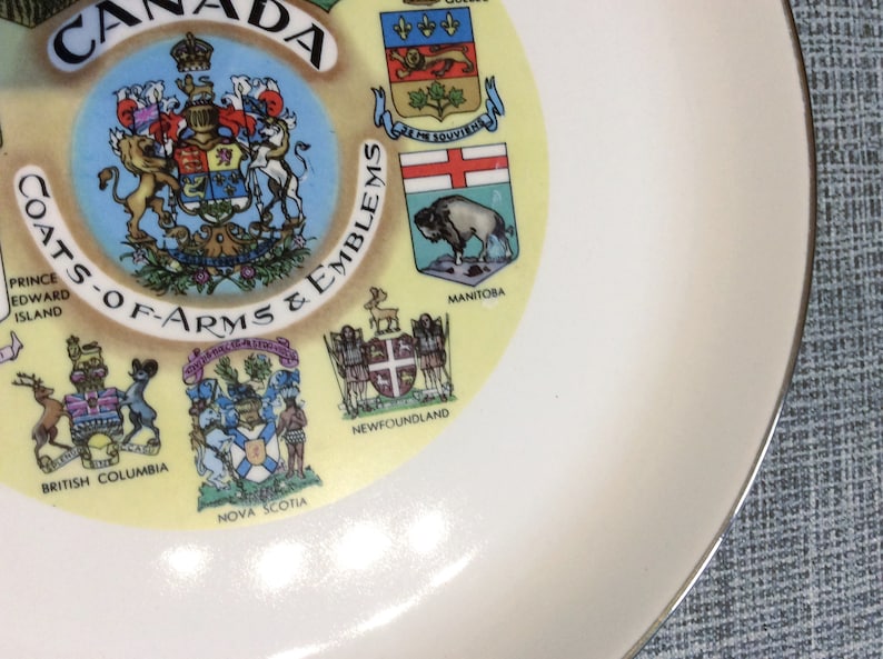 Vintage Canada Plate Coats of Arms and Emblems White With 22K Gold ...
