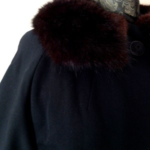 Vintage 1950s Black Jacket Wool and Mink Fur Trimmed / Funky Formal / L ...