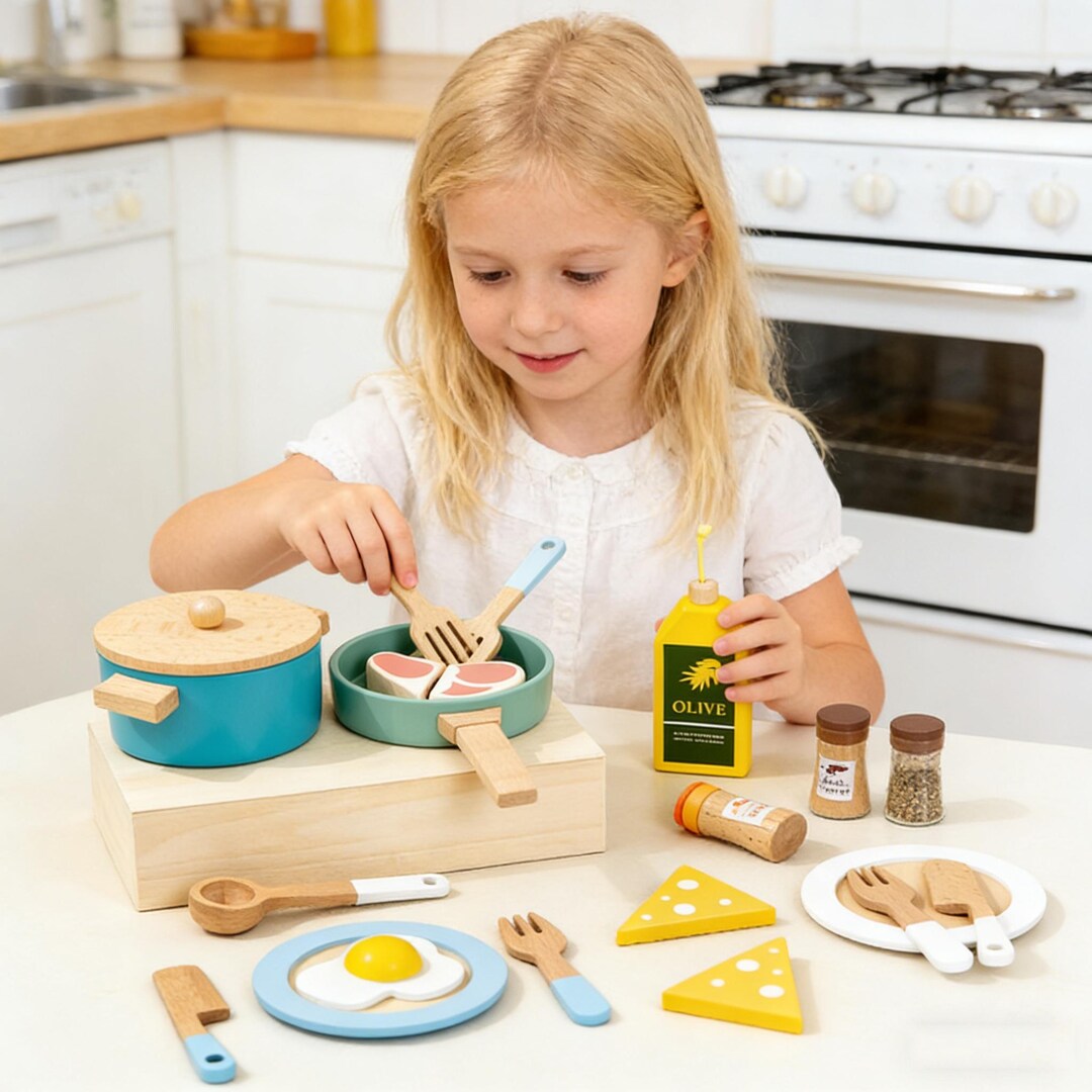 Wooden Mini Toy Kitchen Set, Pretend Play Cooking Toys - Etsy