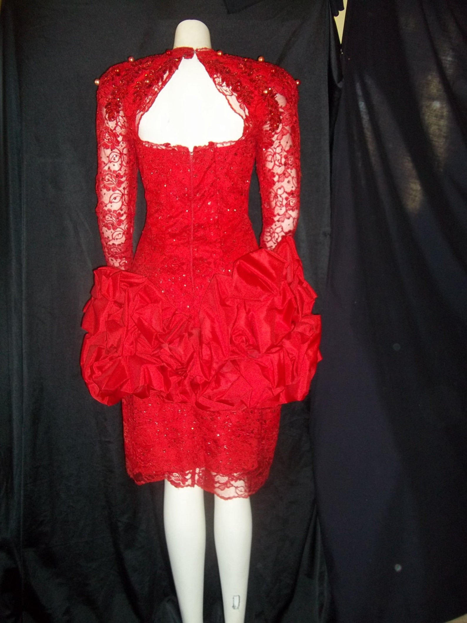Fabulous Sexy Siren Red 80's Sequinned Lace and Ruffled - Etsy
