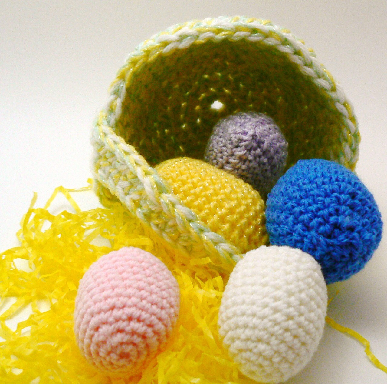 Crocheted Easter Basket With Five Eggs Kids Toy Easter Photo - Etsy