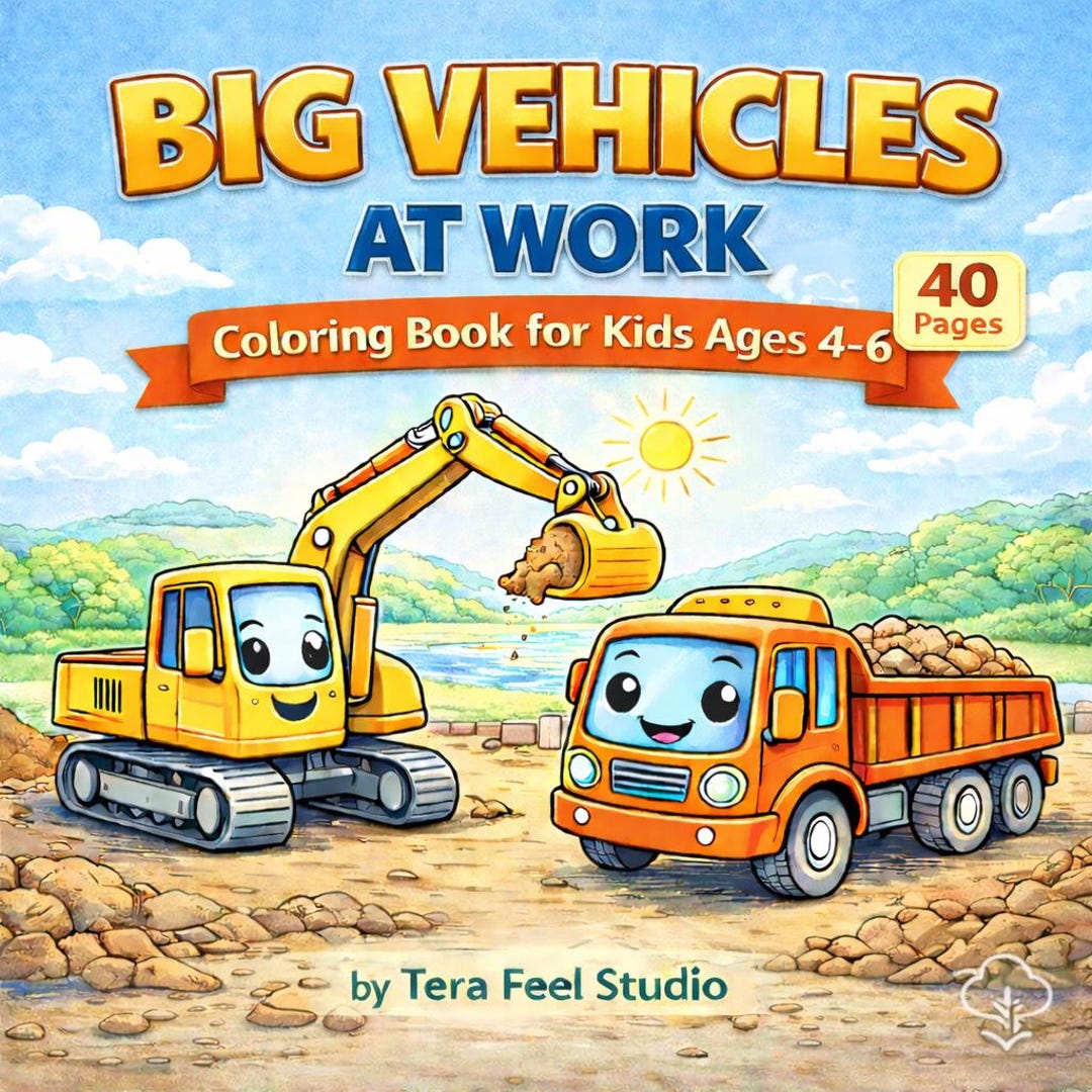 Big Vehicles Coloring Book – Construction Trucks, Community Helpers ...