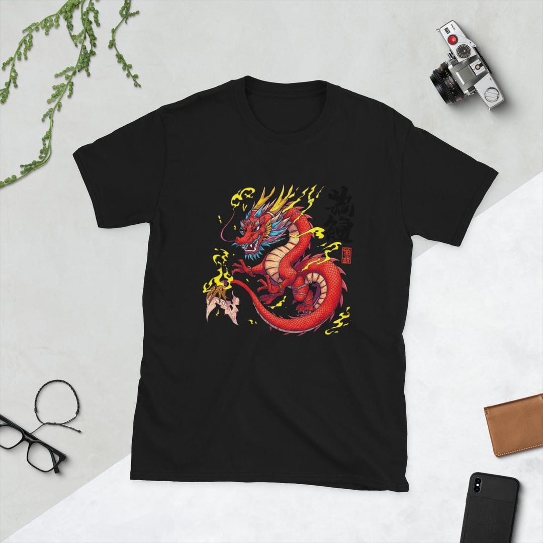 Red Dragon Graphic Tee | Japanese Anime Style, Streetwear - Etsy