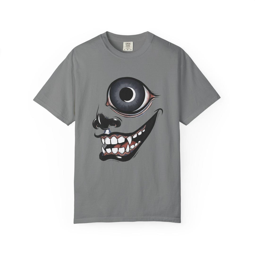 Creepy One-eyed Grin Skull T-shirt | Horror Face Illustration - Etsy